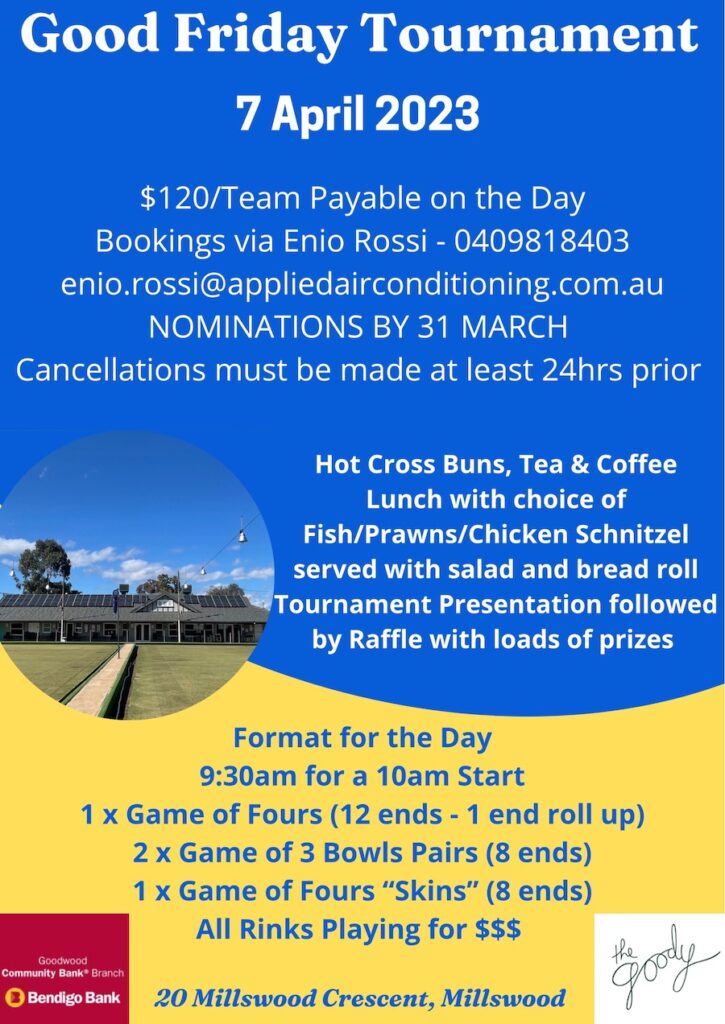 Good Friday Tournament - Millswood Bowls Club